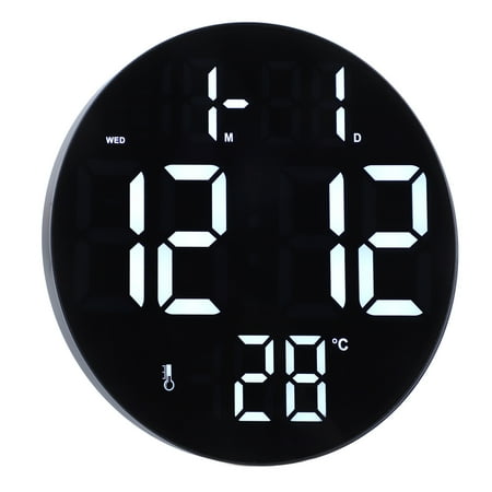 Round Digital Wall Clock, LED Digital Wall Mounted Digital Clock Modern ...