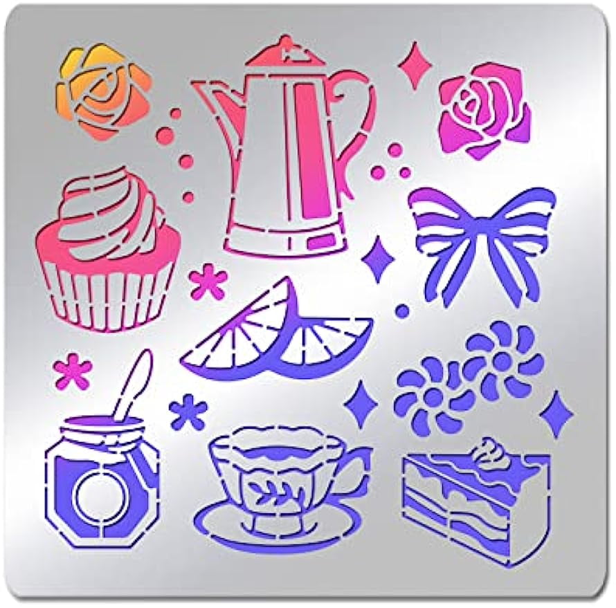 1pc Metal Sweet Tea Stencil Teacup Teapot Dessert Pyrography Honey ...