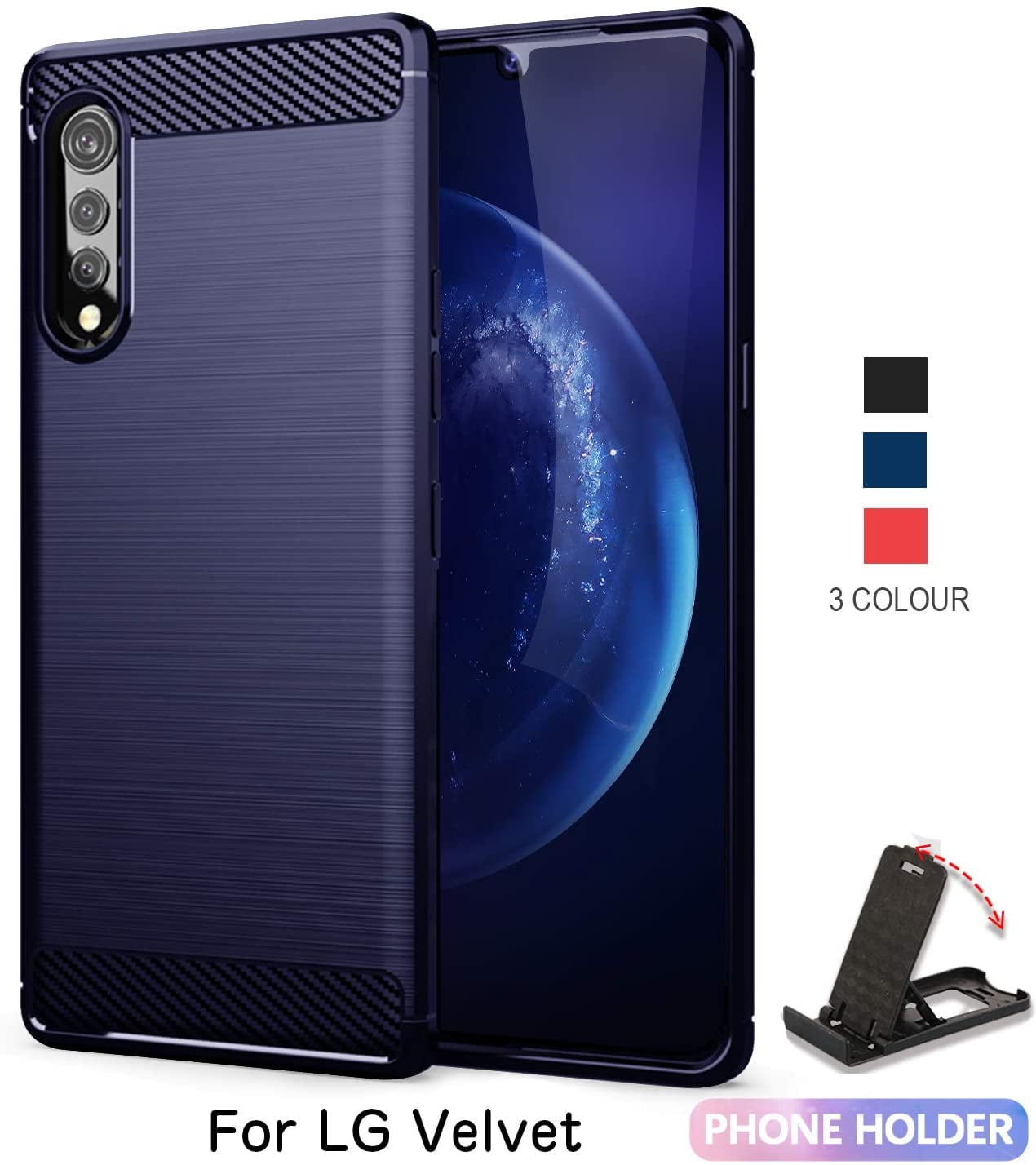 Scl Lg Velvet Case Carbon Fiber Effect Gel Grip Protection Cover [anti