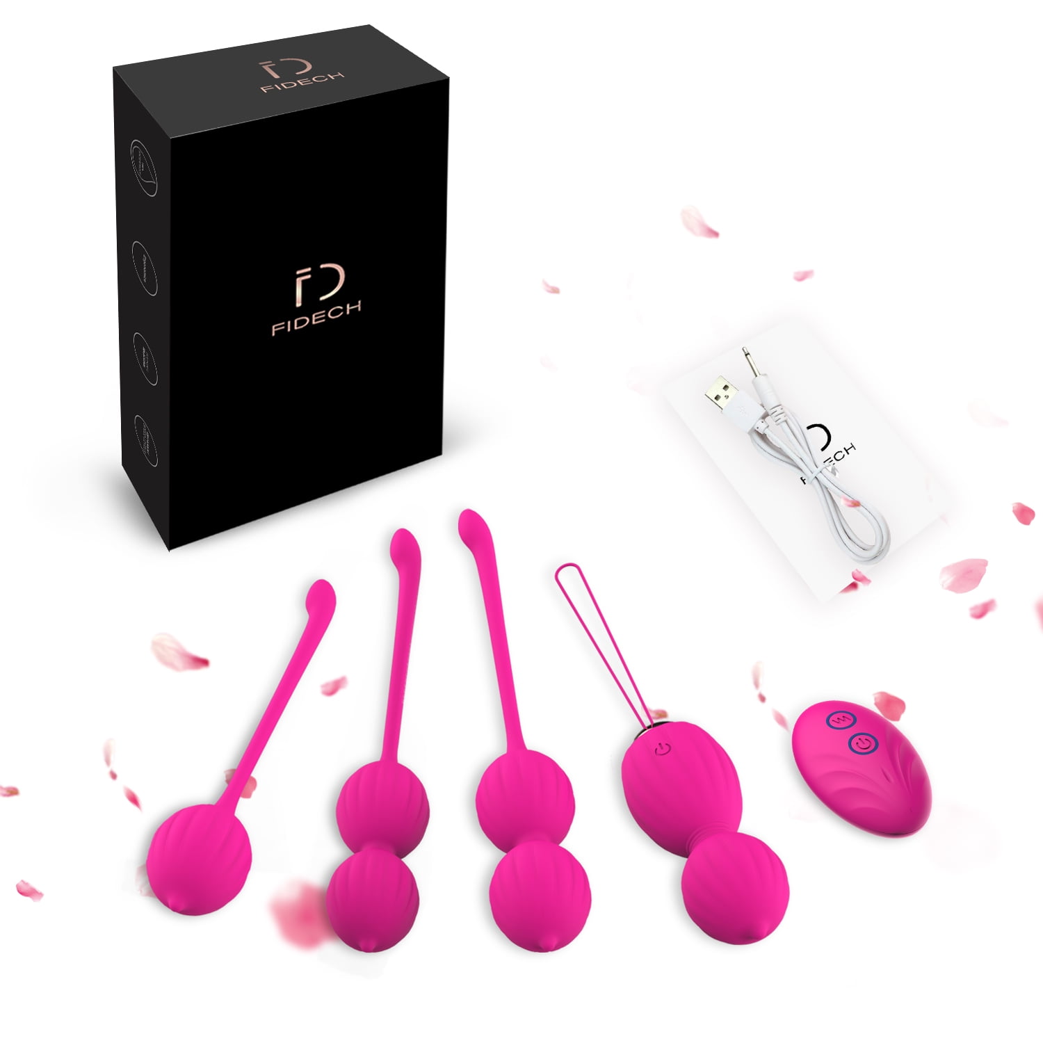 Buy FIDECH 5PCS Kegel Ball Set for Women with Remote Control , 12 Vibration Modes, 1 Vibrating ...