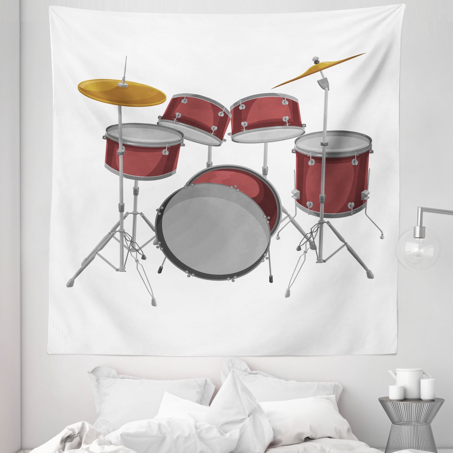 Drums Tapestry, Picture of a Drum Kit Percussion Instrument Standing on ...