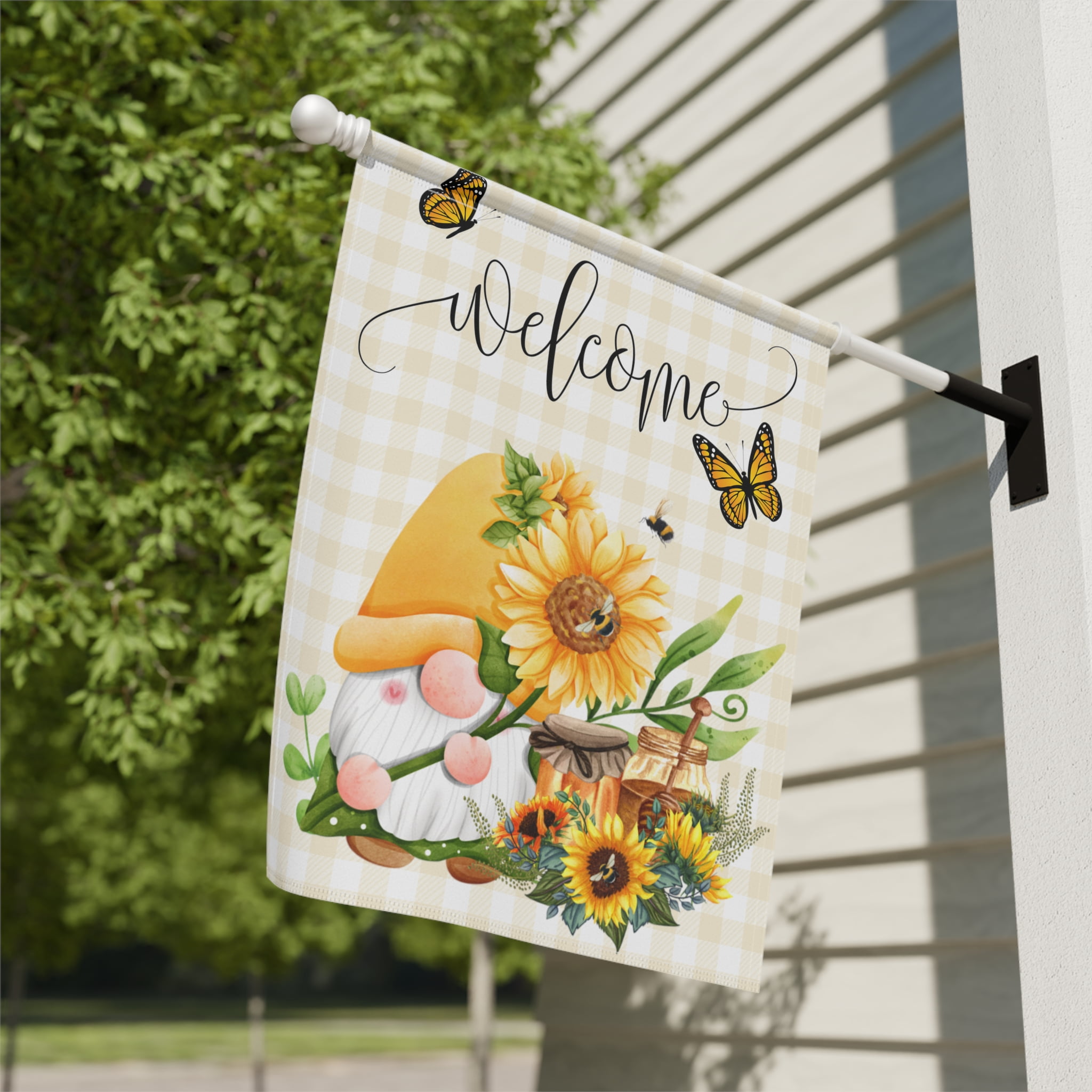 Sunflower Gnome Welcome Garden & House Banner Flag - Walmart.com