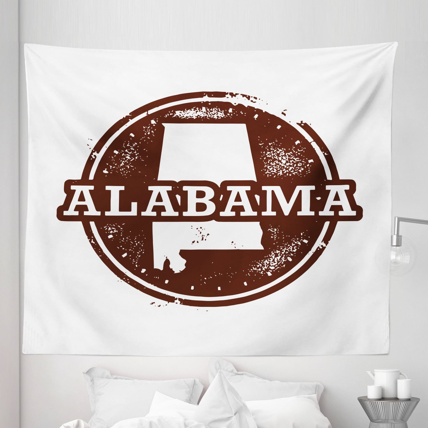 Alabama Tapestry, Vintage Style Alabama Map Outline on Weathered ...