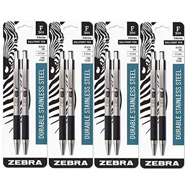 Zebra F-301 Ballpoint Retractable Pen, Black Ink, Fine Point Tip, 8 ...