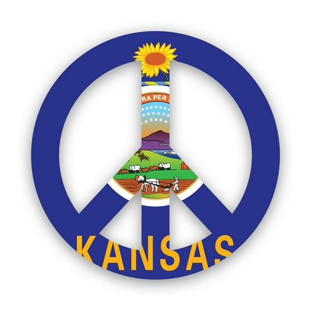 Kansas Flag Peace Symbol Sticker Decal - Self Adhesive Vinyl ...