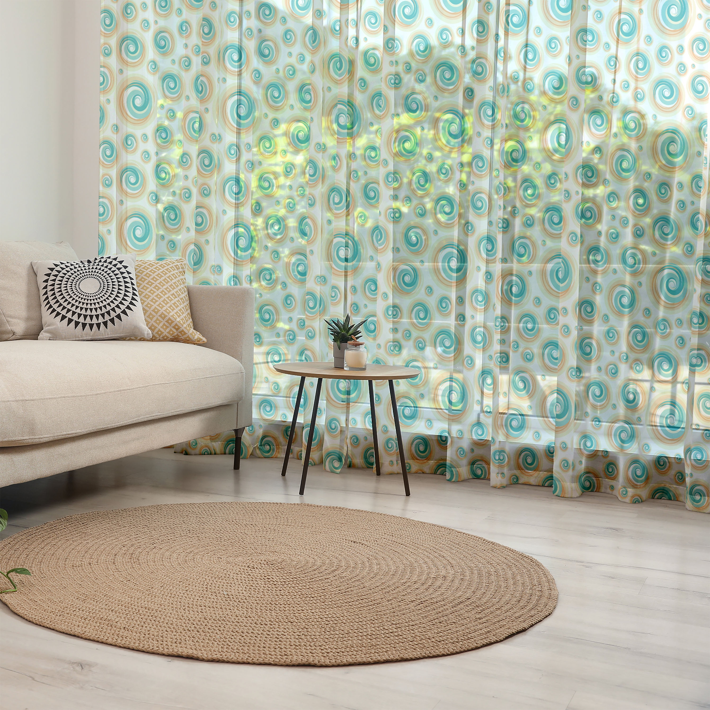 Geometric Circle Tulle Curtains with Rod Pocket, Trippy Paint Brush ...