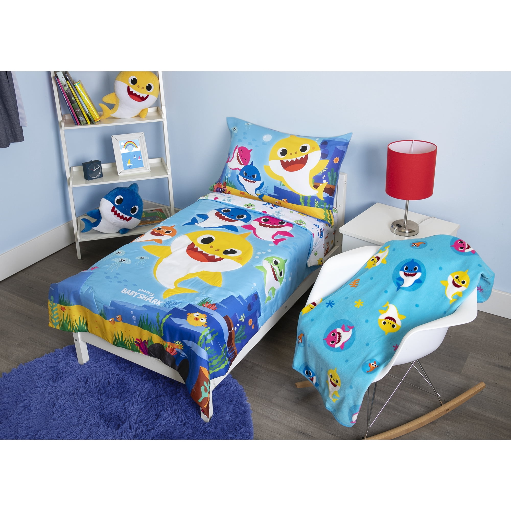 Baby Shark 5-Piece Toddler Bedding and Plush Blanket Bundle Set – eX-tremes