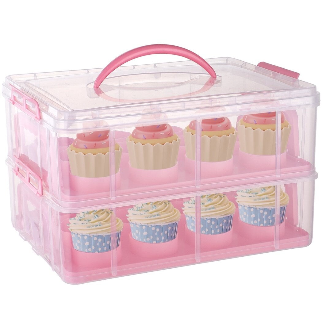 Porta cupcakes con asa, soporte de 2 niveles para 24 cupcakes ...