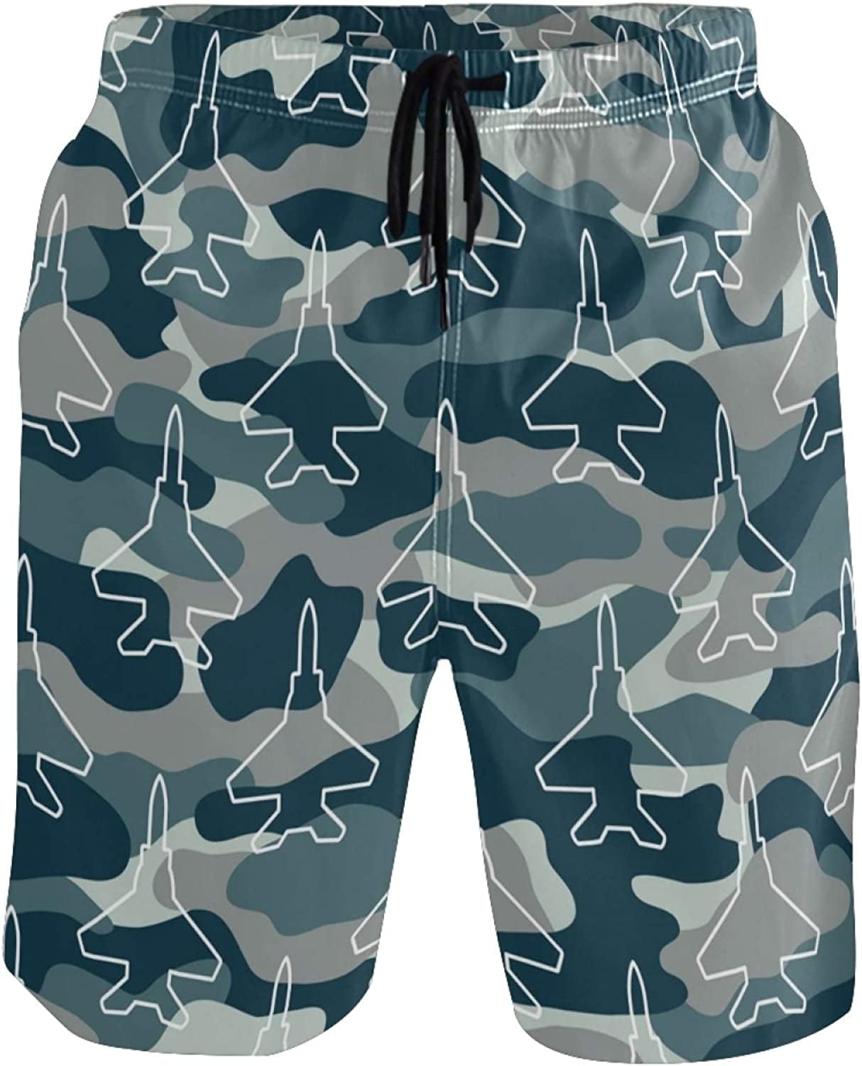 Men's Jet Fighters Camouflage Swim Trunks Classic Beach Board Shorts ...