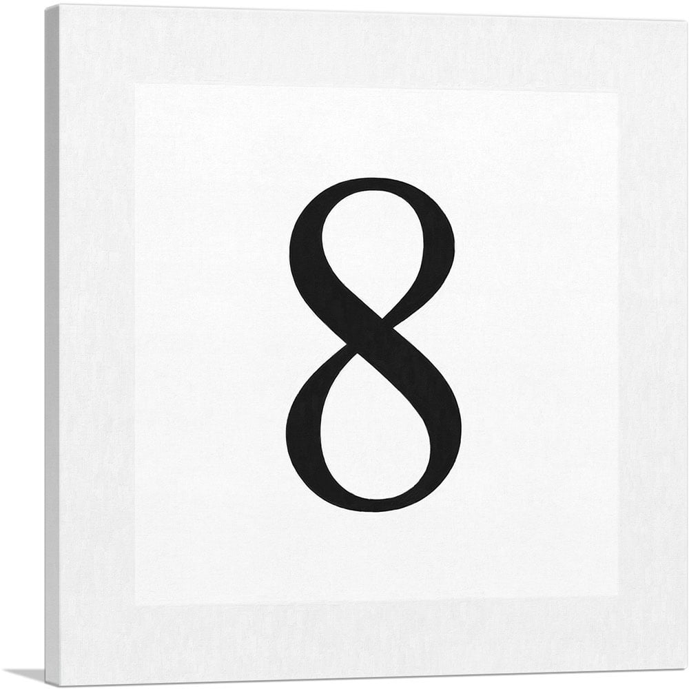 ARTCANVAS Modern Black and White Gray Serif Alphabet Number 8 Eight ...