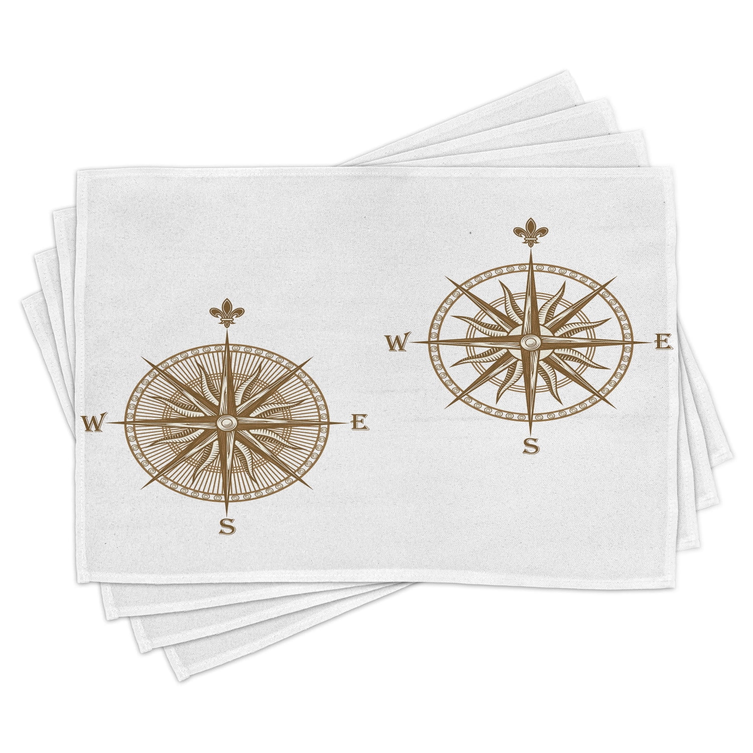 Ambesonne Compass Place Mats Set of 4, Sailing Marine, Standard Size ...