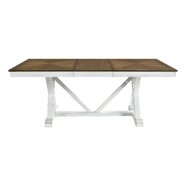 Weston Home 78" Rectangular Oak Top Dining Table with Oak Trestle Base ...