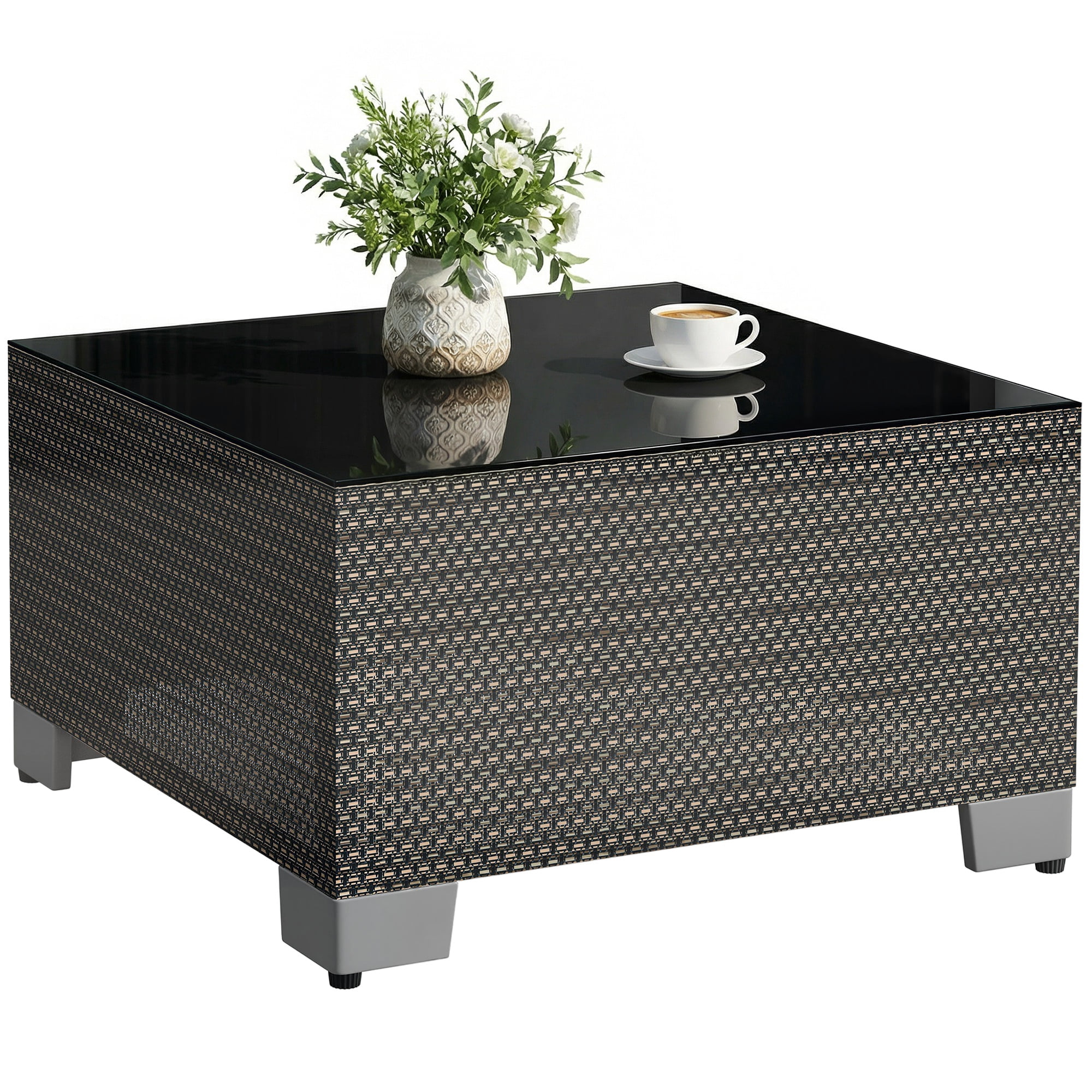 Click here for Outsunny 21.7 Square Patio Table With Tempered Gla... prices