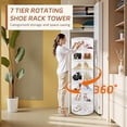 7 Tier Rotating Shoe Rack Tower, Revolving 360 Shoe Rack Storage Round ...