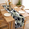 Abstract Art Cotton Linen Table Runner Green White Black Gray Line ...
