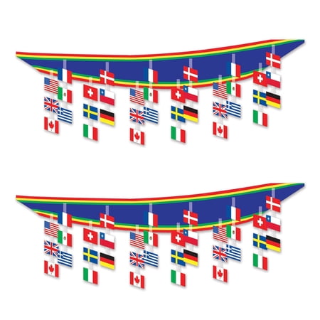 Global Flag Duo Ceiling Decor, 12x12 - Vibrant international flags ...