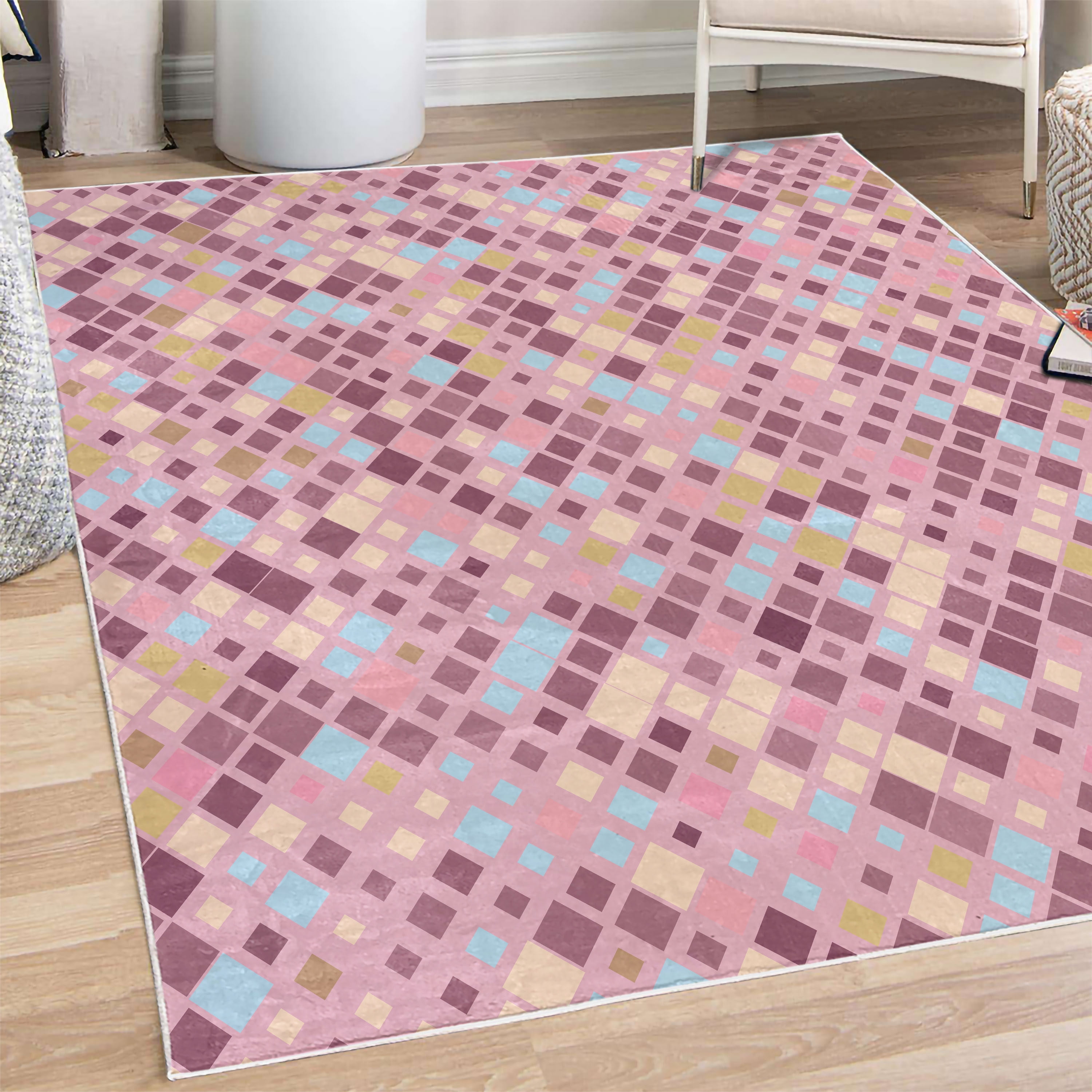 Ethnic Decorative Rug, Retro Mosaic Creative Pattern Square Rhythm ...