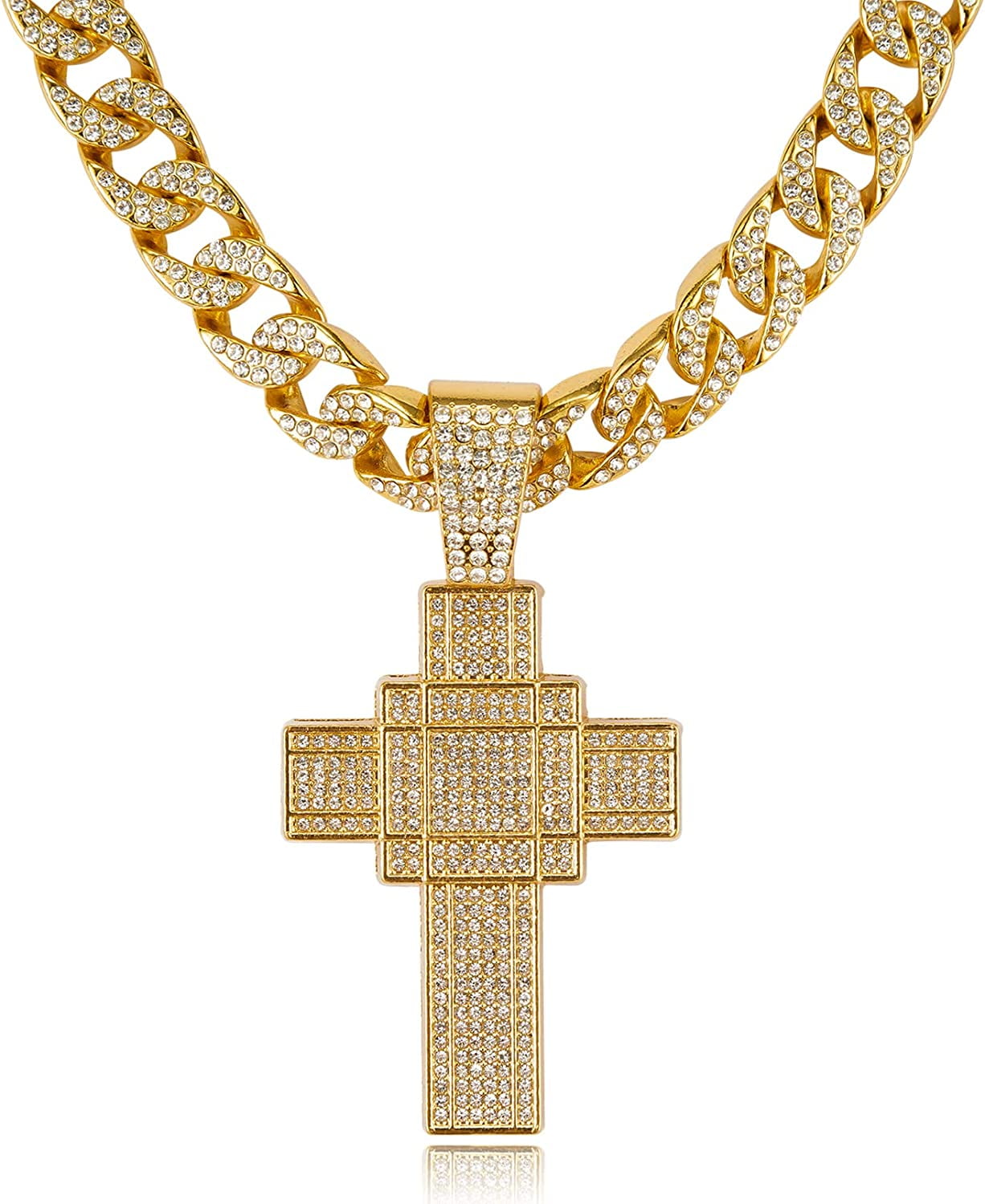 Miami Mens Cuban Link Chain Silver Gold Plated Bling Cuban Necklace ...