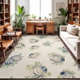 Blue Seashells Area Rugs 5x8ft Coastal Vintage Leaf Rustic Country ...