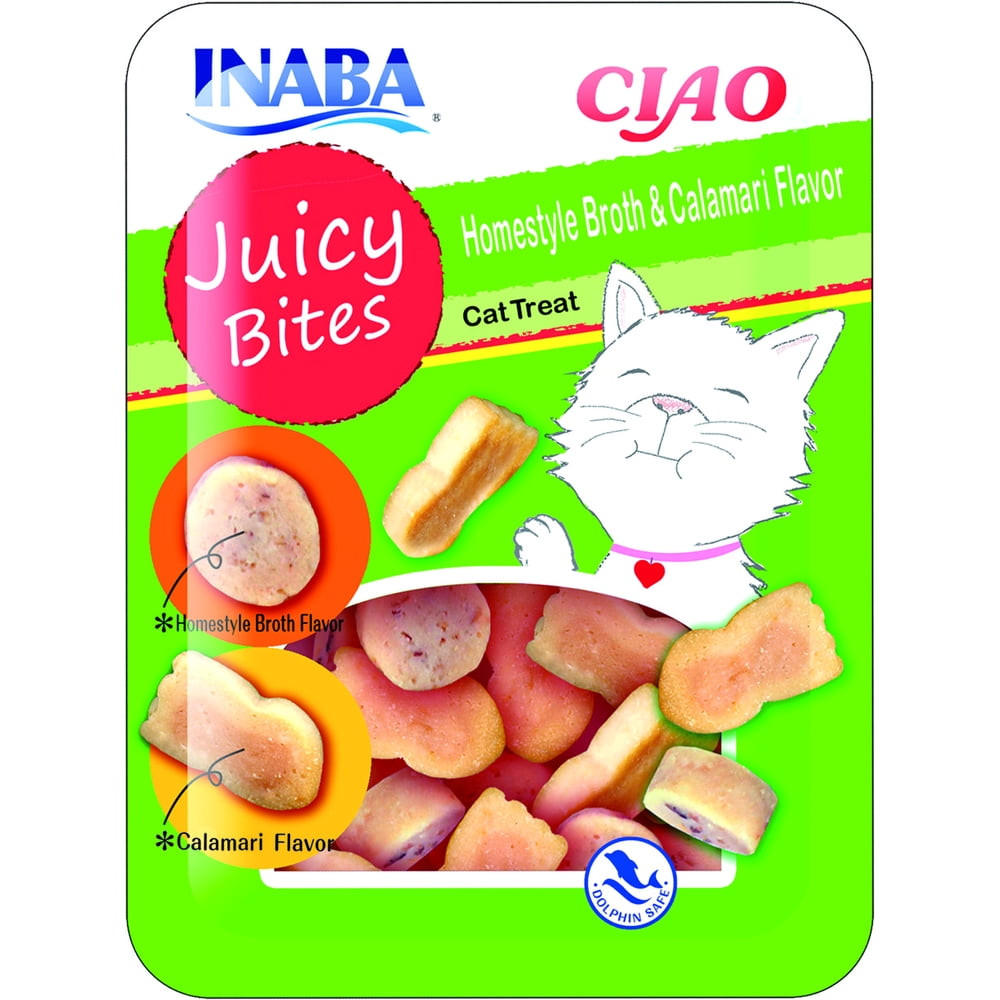 Inaba Ciao Juicy Bites Cat Treat, Homestyle and Calamari Flavor, 3 ...
