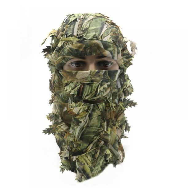 Camouflage Hunting Cap, Camo Hunting Leafy Hat with Full 3D Face Mask ...