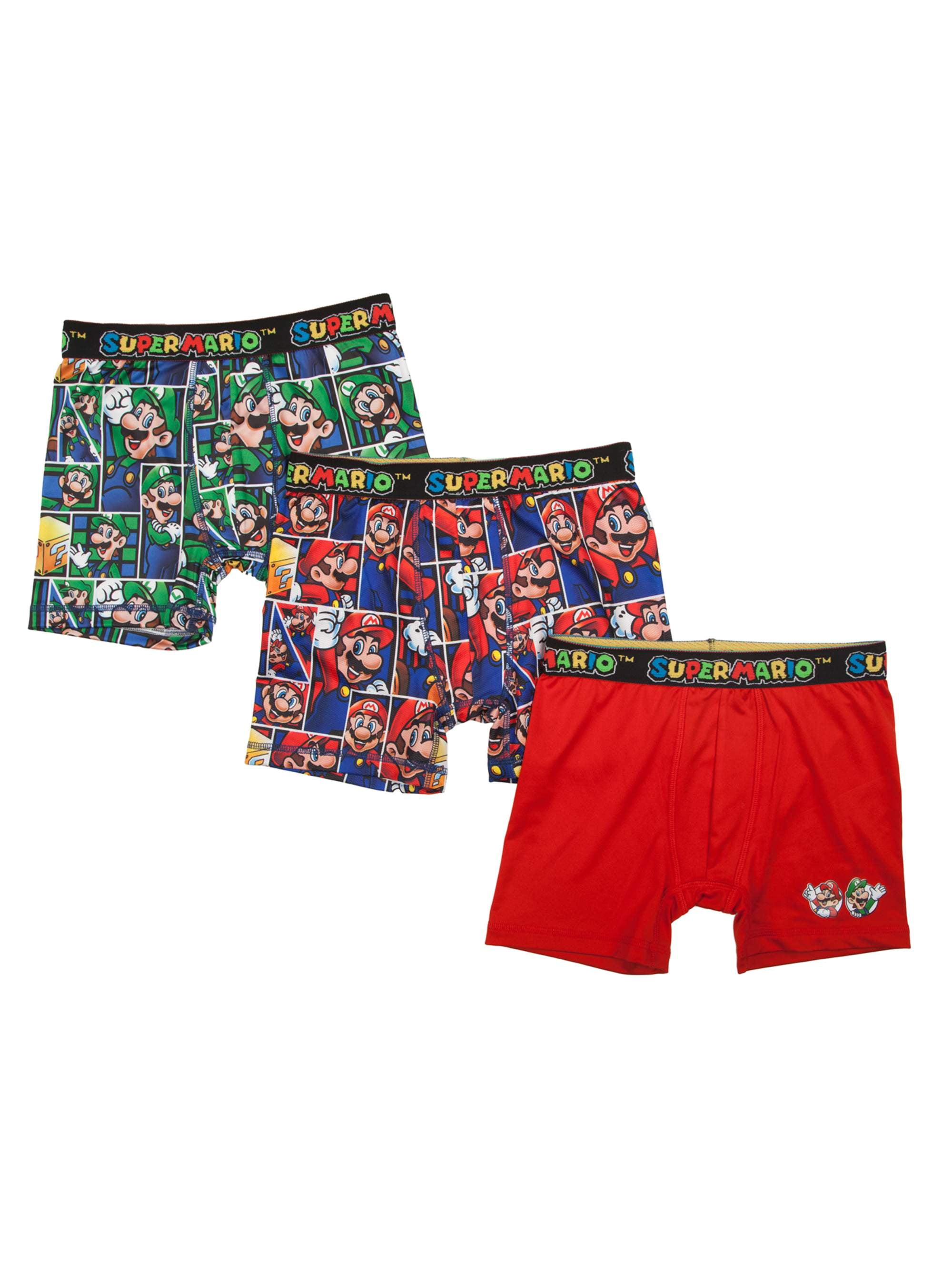 Super Mario Bros., Boys Underwear, 3 Pack Poly Boxer Briefs (Little ...