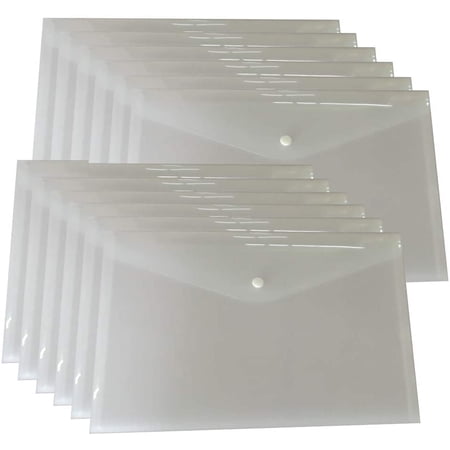 12 Plastic File Envelopes Clear White Document Poly Envelope Folders ...