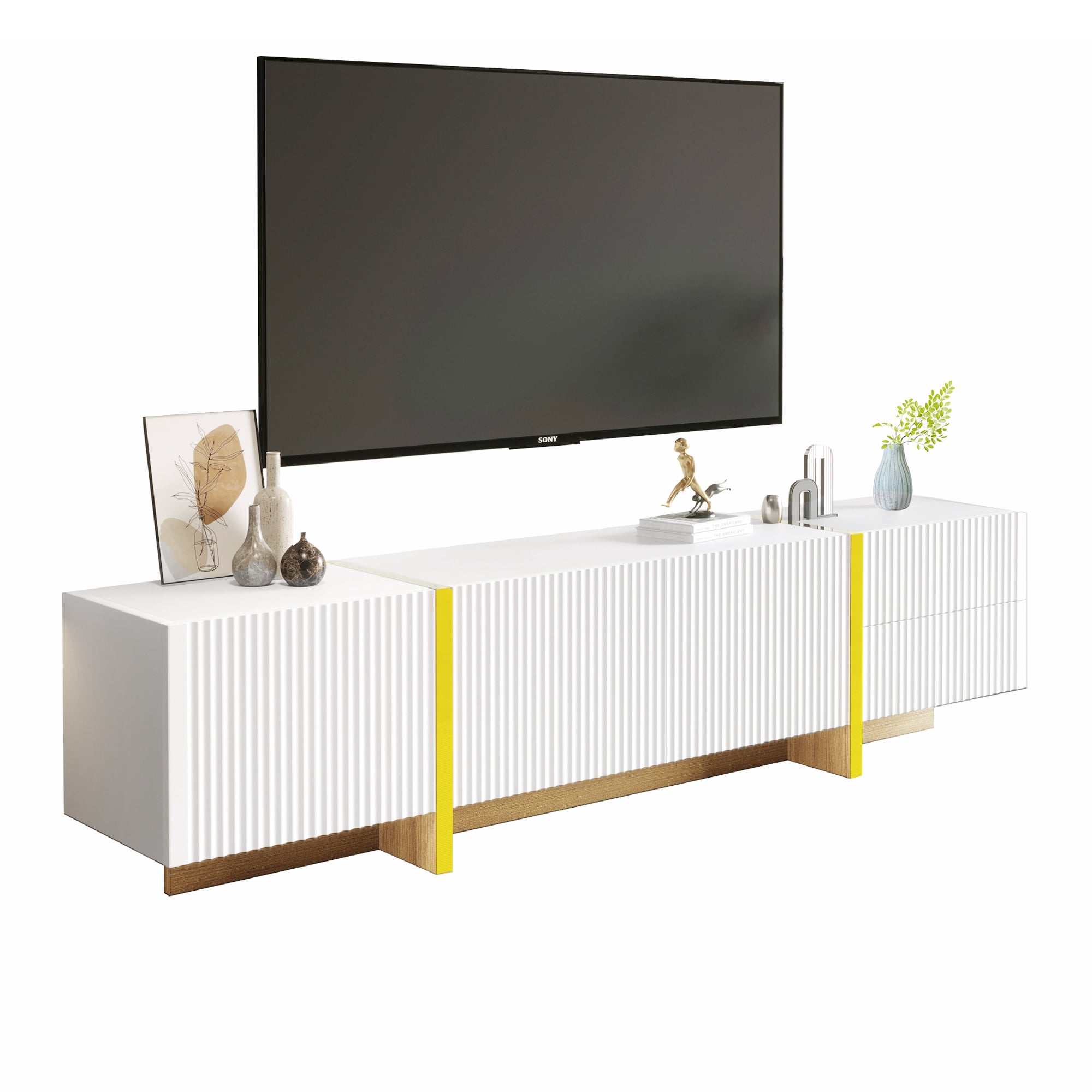 Click here for Noble House 74.7 Tv Cabinet  White With Gold & Woo... prices