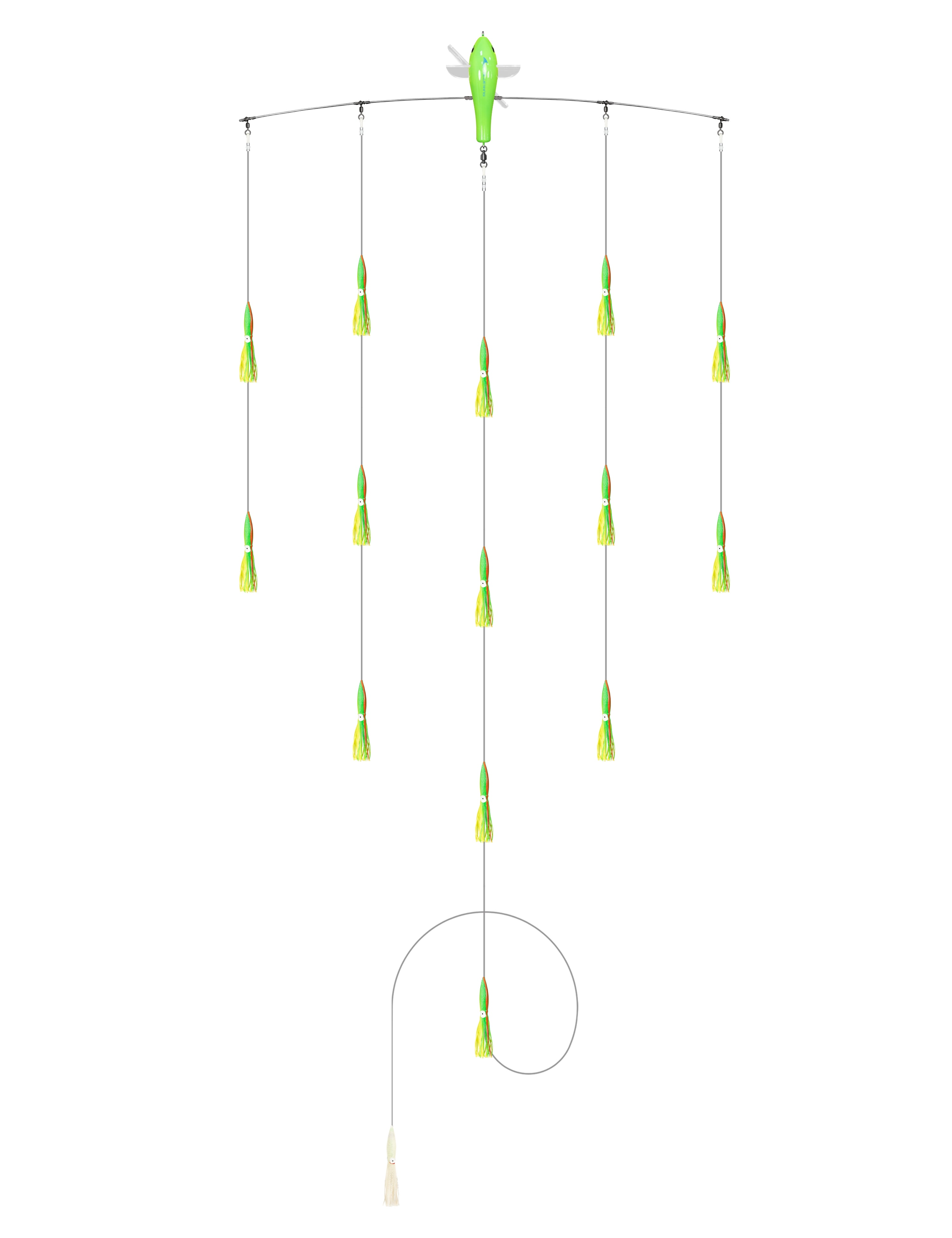 BLUEWING 36in Fishing Spreader Bar Port Walker Baits 6in Bulb Squids ...