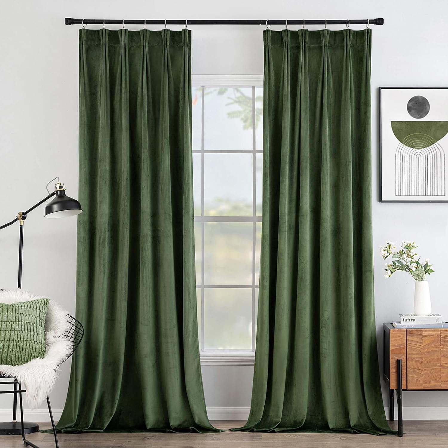 Click here for Chenxiayu Olive Green Velvet Curtains 84 Inches 2... prices