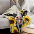 Cow Animal Fleece Throw Blanket Yellow Sunflower Farmhouse Vintage ...