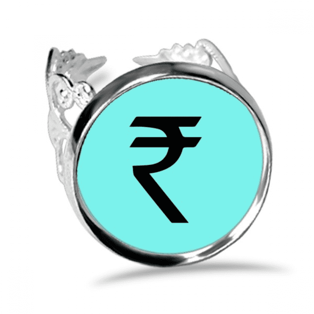 Currency Symbol Rs Re INR Ring Adjustable Love Wedding Engagement ...