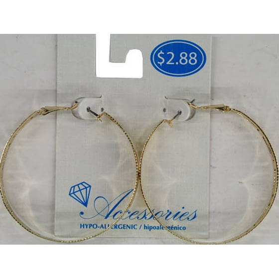Gold-Plated Wide Greek Key Hoop Earrings - Walmart.com