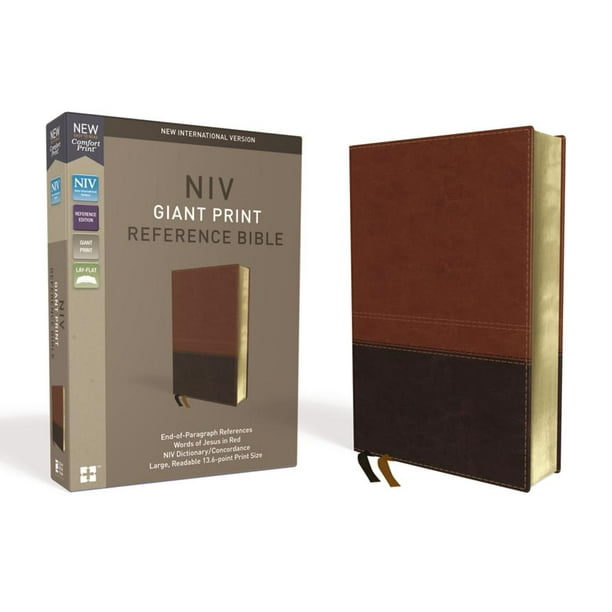 NIV, Reference Bible, Giant Print, Imitation Leather, Brown, Red Letter ...
