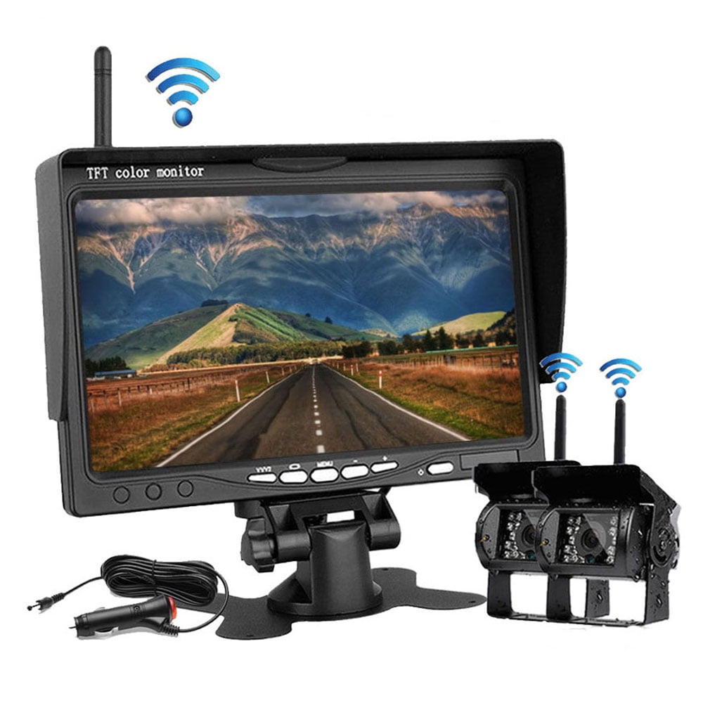 Podofo Wireless Vehicle Truck 2 Backup Cameras & Monitor Parking ...