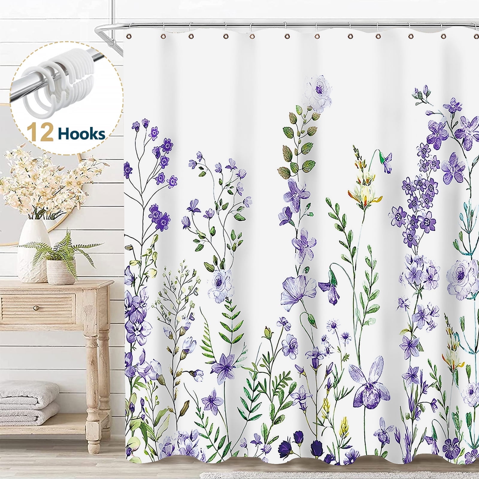 Click here for Dznils White Floral Fabric Shower Curtain  Waterco... prices