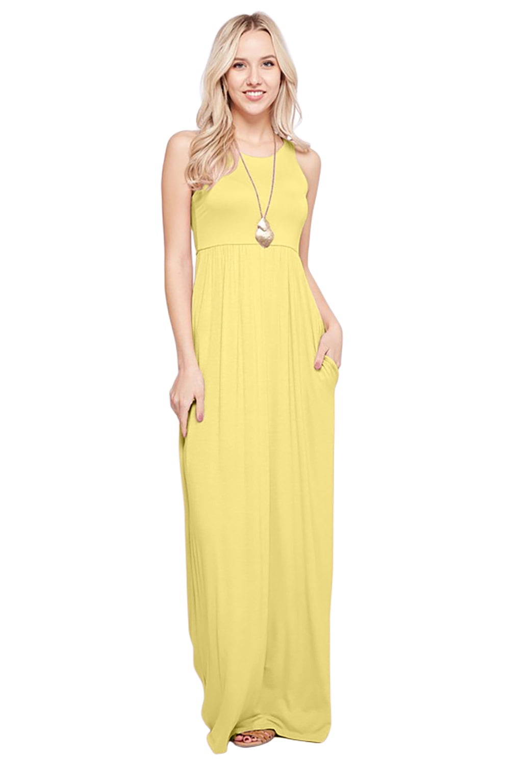 Maxi Dresses For Women Solid Lightweight Long Racerback Sleeveless W ...