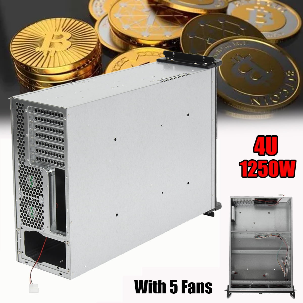 1250W 4U Crypto Coin Open Air Mining Frame Rig Graphics Case Box ...