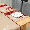 Christmas Table Runner & Placemat Set, Linen Embroidered Reindeer ...