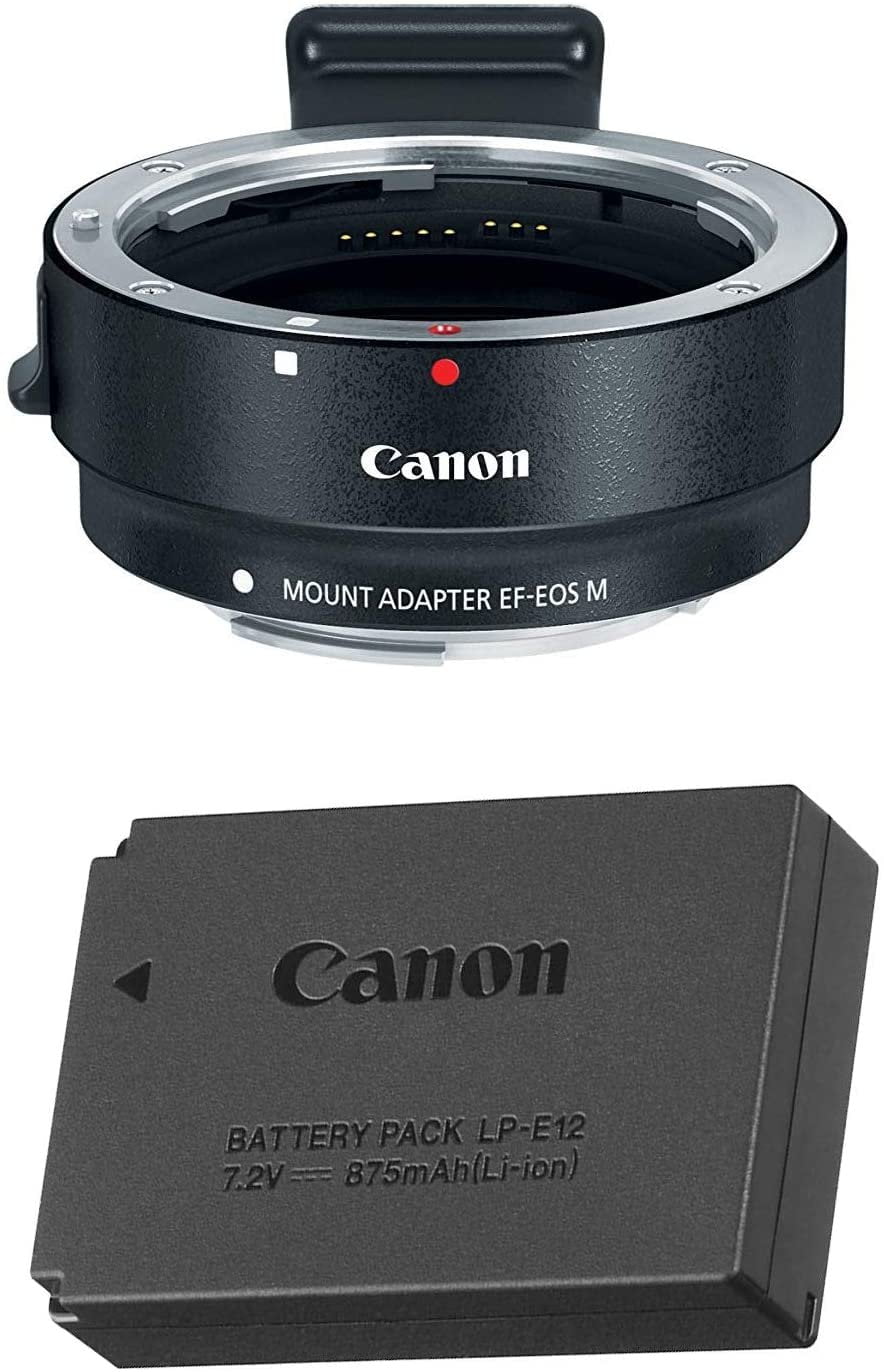 Canon EOS M Mount Adapter with Canon LP-E12 Lithium-ion Battery Pack ...