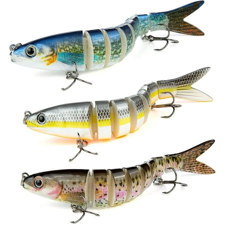 JOYWE Jointed Lures, 3 Pieces 13.5cm Predator Lures, Realistic Jointed ...