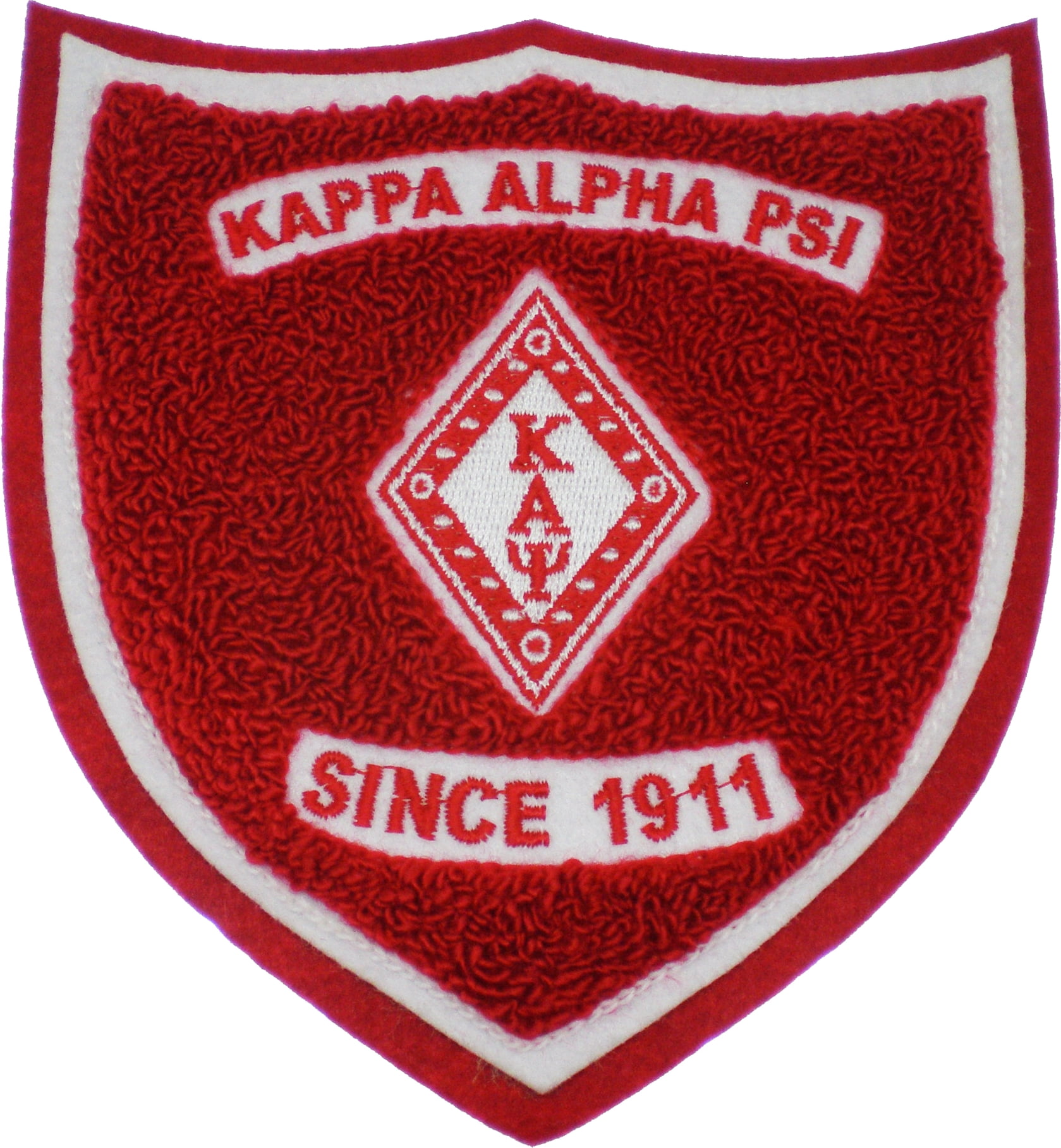 Kappa Alpha Psi Shield Chenille Sew-On Patch [Red - 6"T x 5.5"W ...
