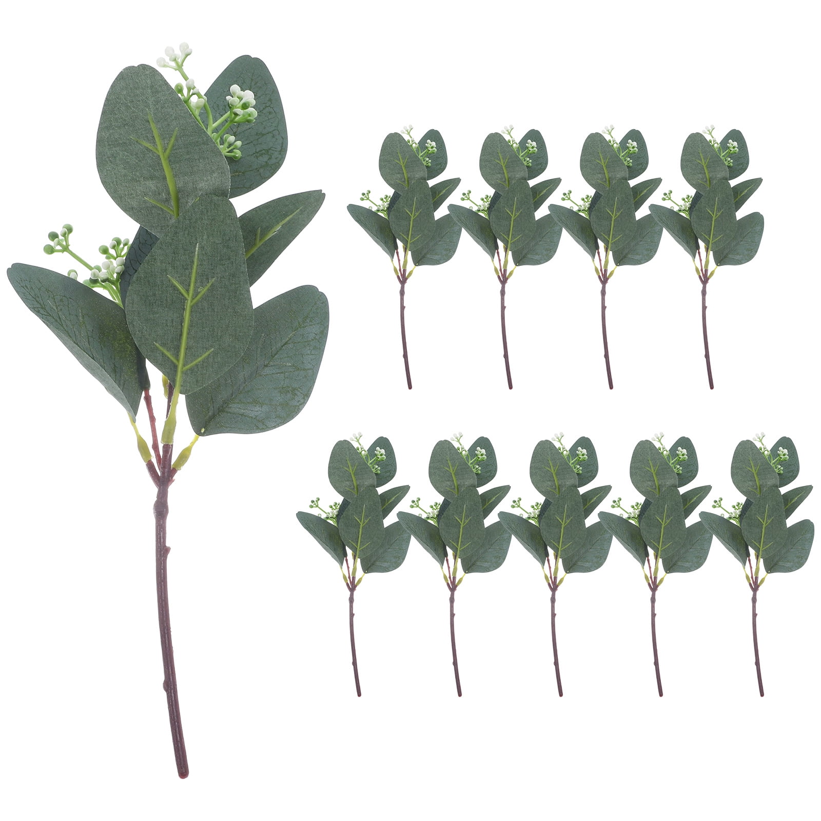 10pcs Artificial Eucalyptus Leaves Picks Fake Eucalyptus Stems ...
