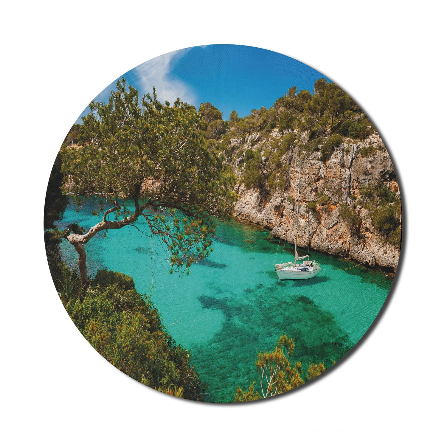 Nature Mouse Pad for Computers, Small Yacht Floating in Sea Majorca ...