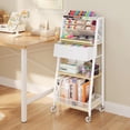 3 Tier Rolling Metal Utility Cart with Storage Drawer and Wheels ...