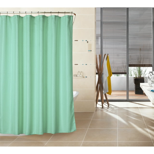 Spa Green Fabric Shower Curtain Textured Waffle Weave design 70" x 72 ...