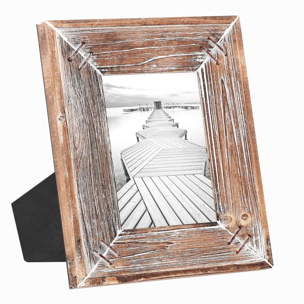 Barnyard Designs 5x7 Rustic Picture Frame 5x7 Distressed Brown Wood Picture Frame, Farmhouse ...