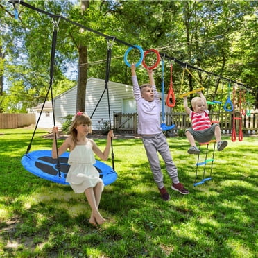 WFUN 50FT Ninja Warrior Outdoor Obstacle Course Kit for Kids ...