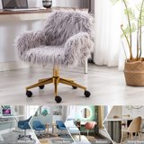 Fluffy Upholstered Office Chair, SYNGAR Faux Fur Plush Office Desk ...