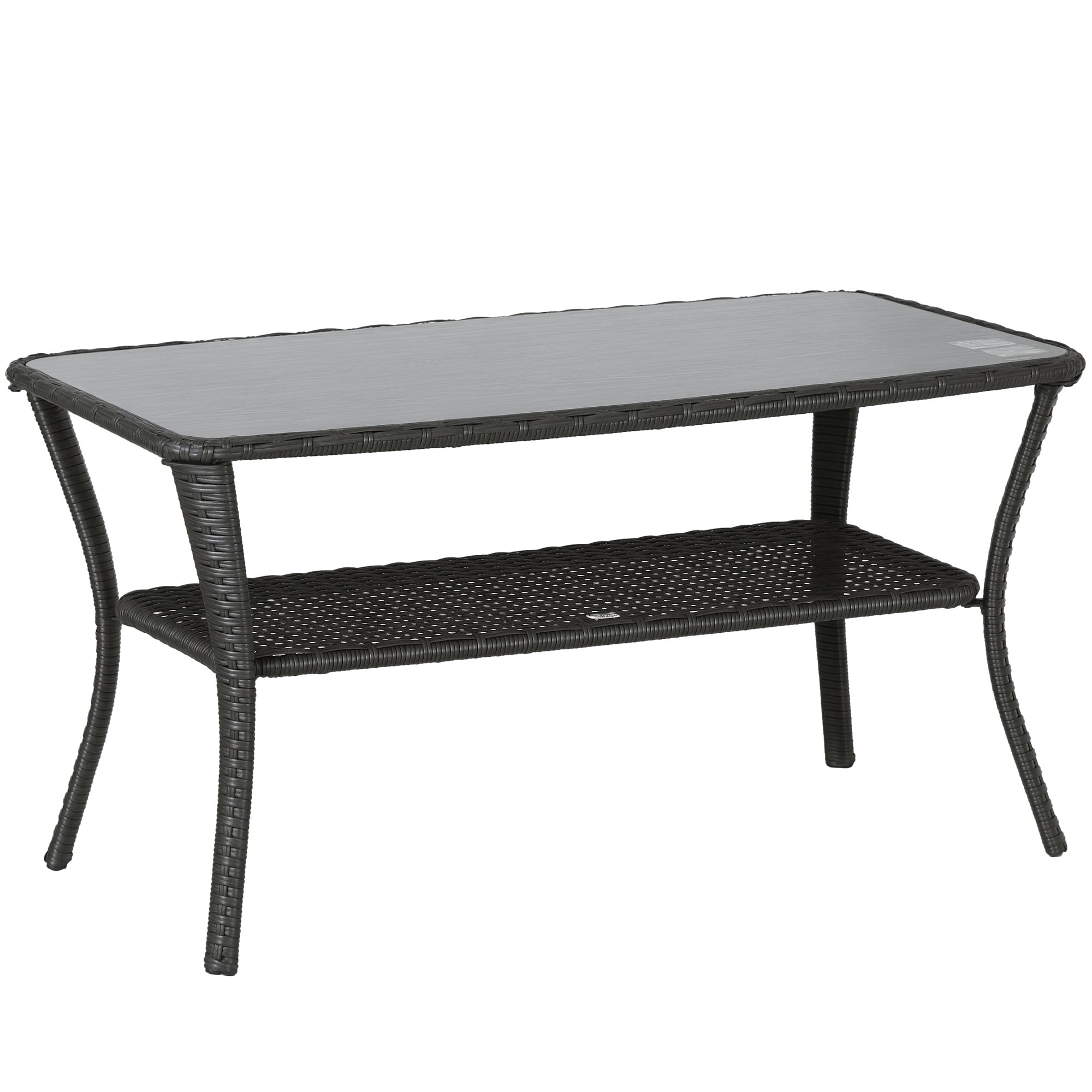Click here for Outsunny Rattan Outdoor Coffee Table W/ 2-Layer St... prices